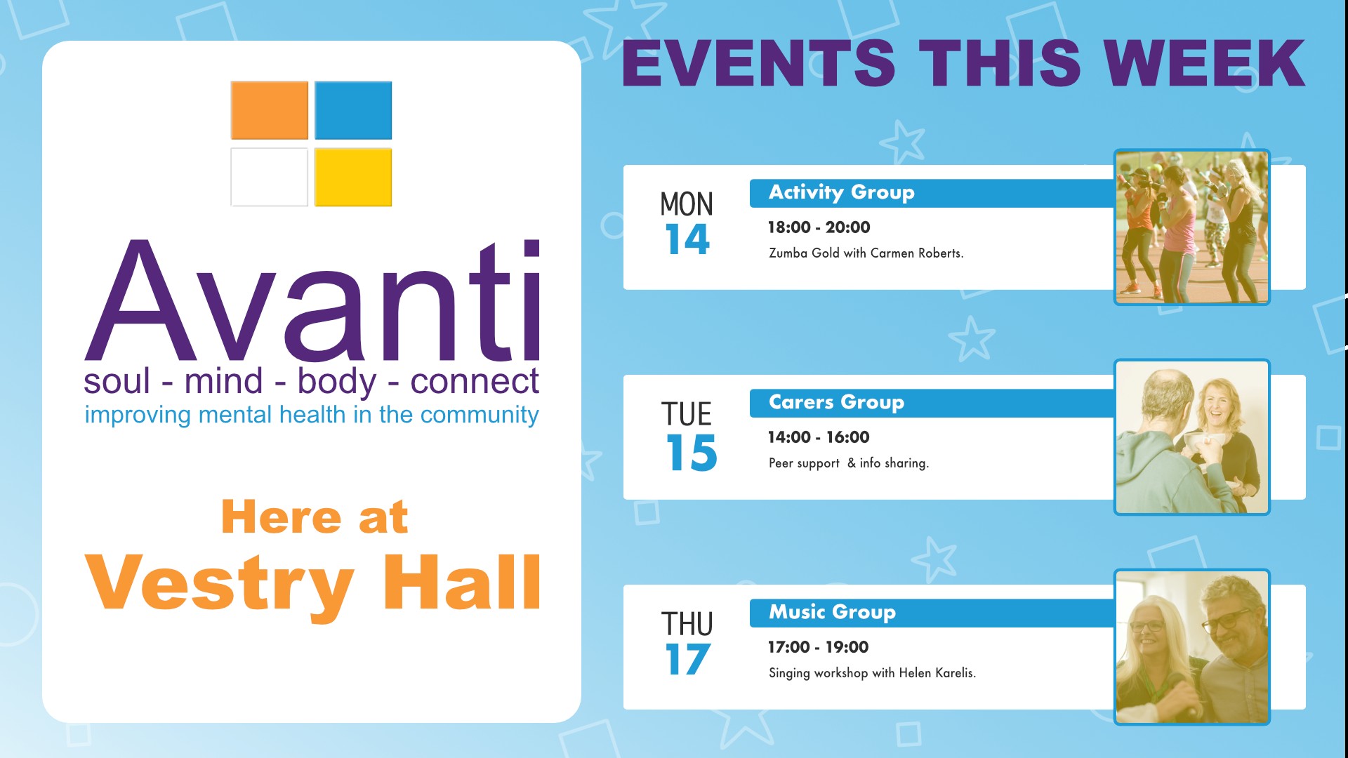 Groups & Activities week commencing 14 April 2025 - Avanti Mental ...